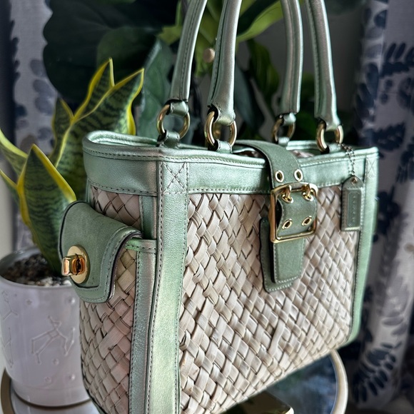 Coach | Bags | Coach Raffia Satchel Shoulder Bag | Poshmark